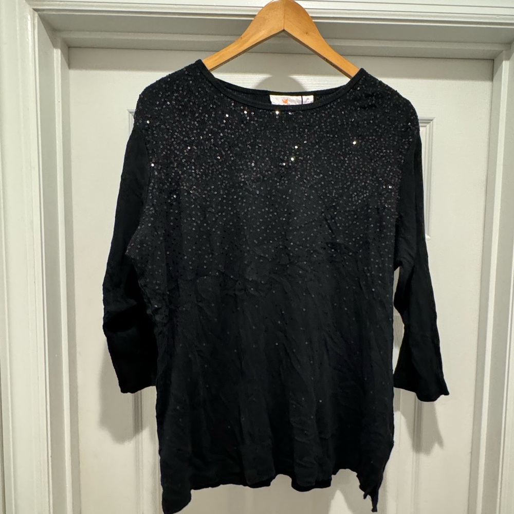 Quacker Factory Black Sequence Top 1x - Gem